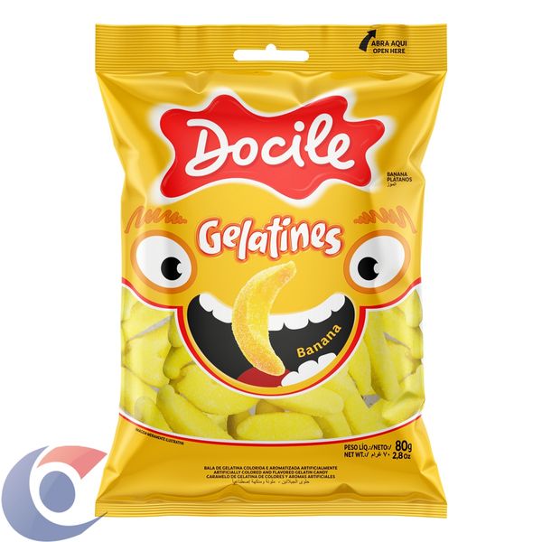 Bala Gelatines Docile Banana 80g - Carone Bala Gelatines Docile Banana 80g - Carone